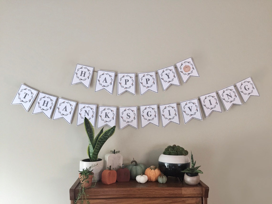 BANNER PRINTABLE Thankful / Happy Thanksgiving Thanksgiving | Etsy