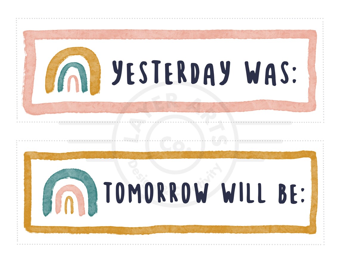 BUNDLE Calendar Boho Rainbow Days of the Week Months of the | Etsy