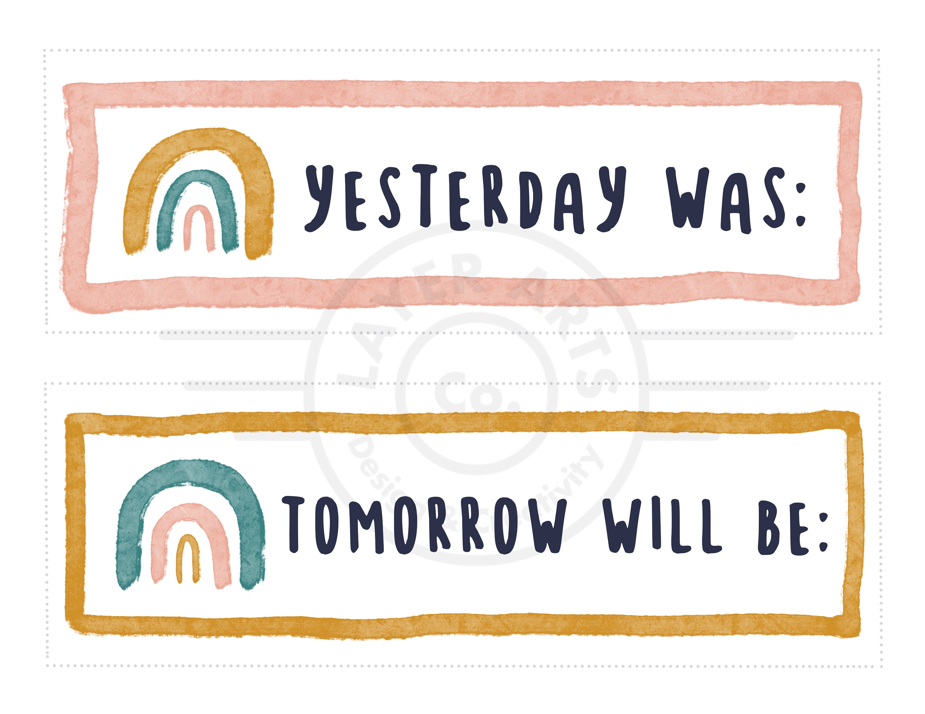 BUNDLE Calendar Boho Rainbow Days of the Week Months of the | Etsy