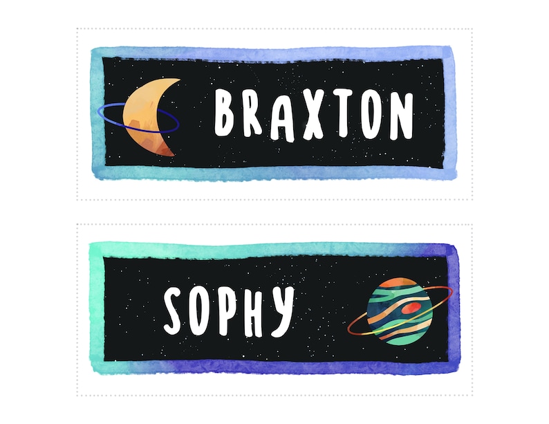 Classroom Cubby Name Tags Label Editable Space Planets Themed Printable ...