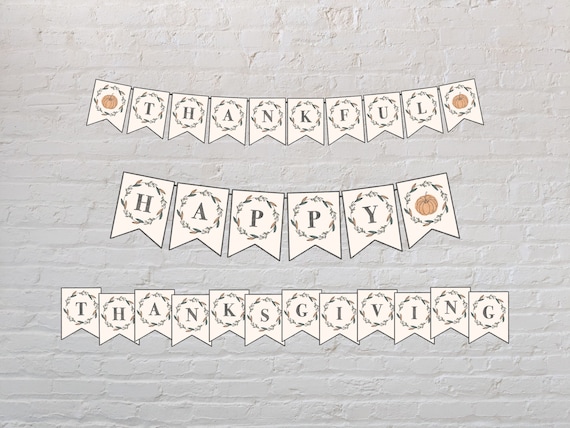 BANNER PRINTABLE Thankful / Happy Thanksgiving Thanksgiving | Etsy