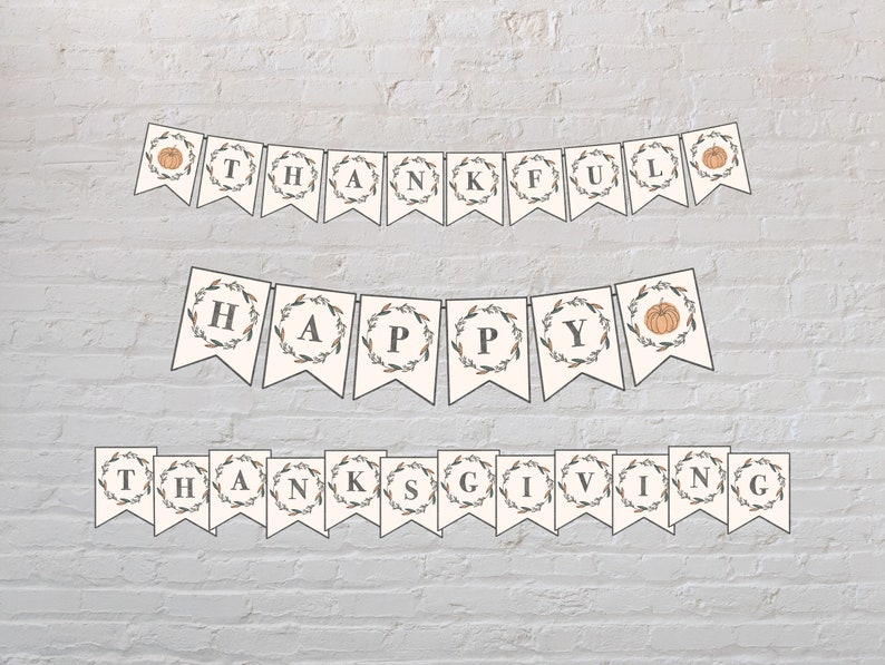 BANNER PRINTABLE Thankful / Happy Thanksgiving Thanksgiving | Etsy