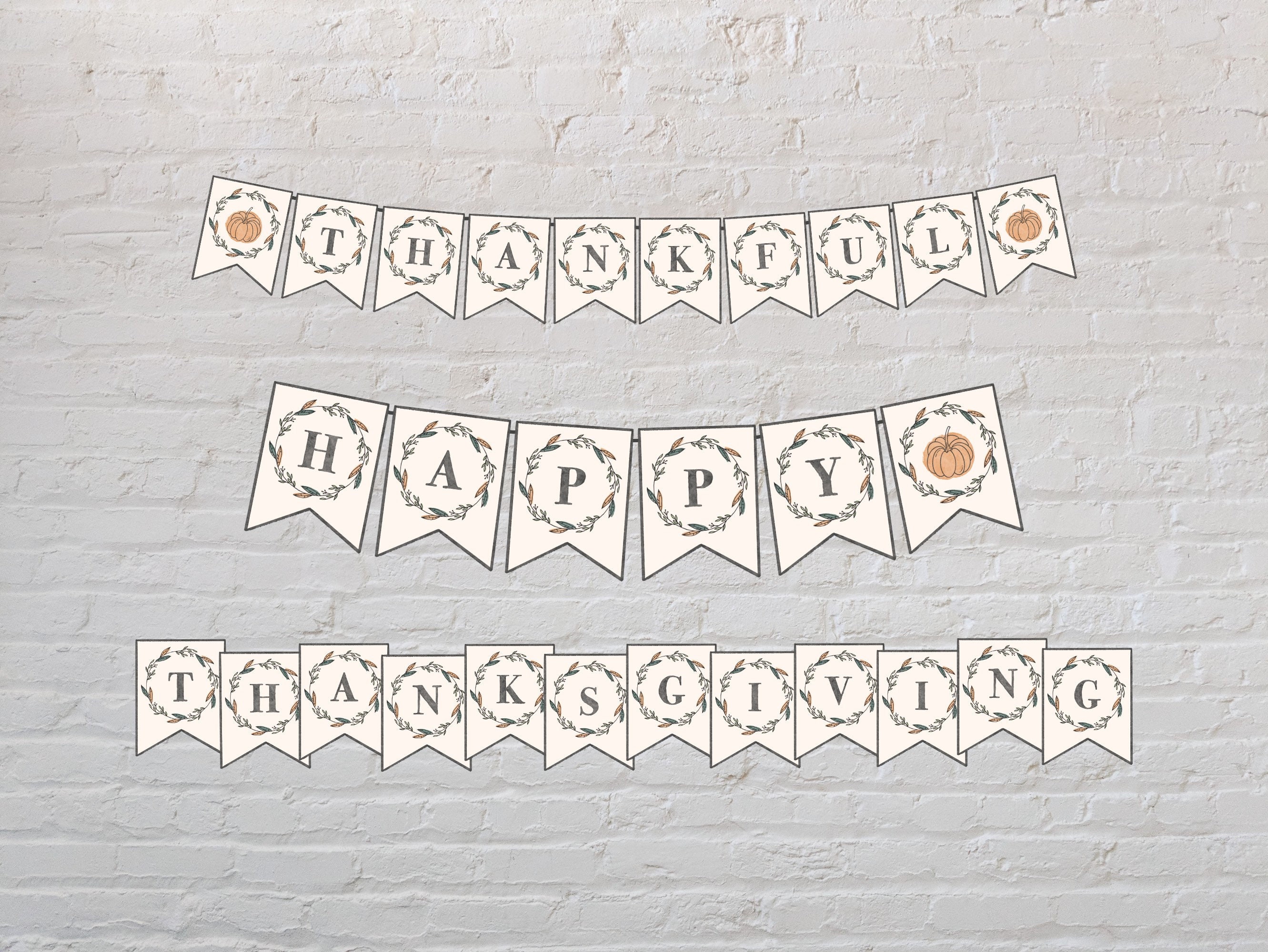 BANNER PRINTABLE Thankful / Happy Thanksgiving Thanksgiving | Etsy