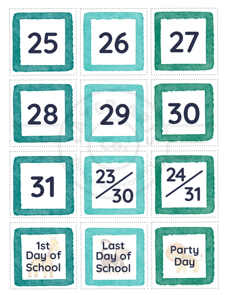 BUNDLE Safari Calendar Months and Numbers Safari Themed - Etsy