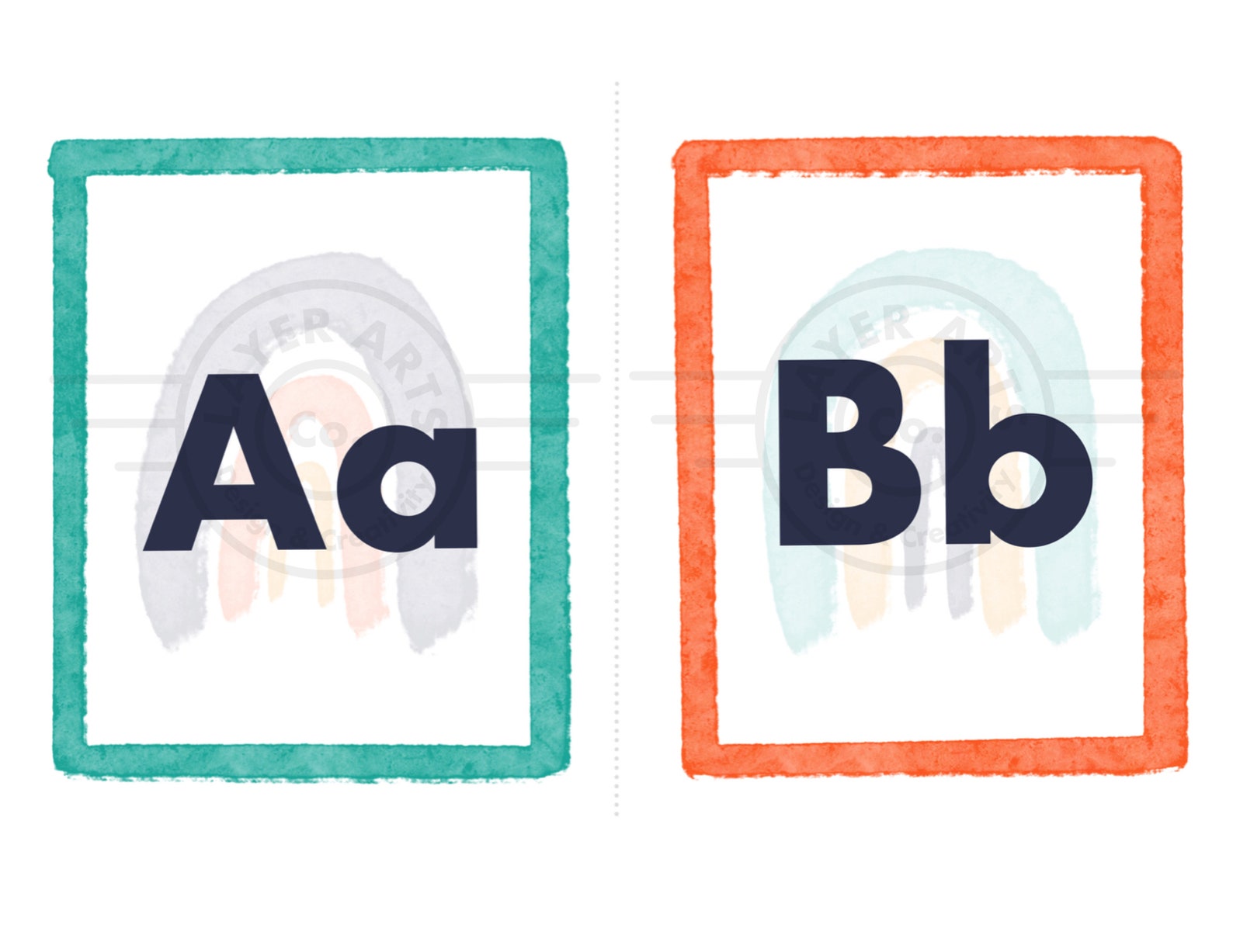 Customizable Alphabet Flash Cards Colorful Flashcards - Etsy