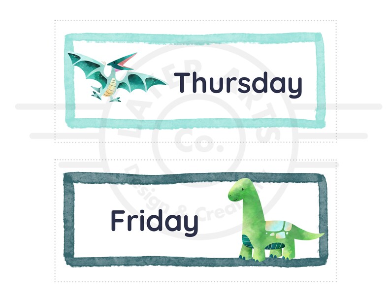 BUNDLE Pocket Dinosaur Calendar Days of the Week Months of | Etsy