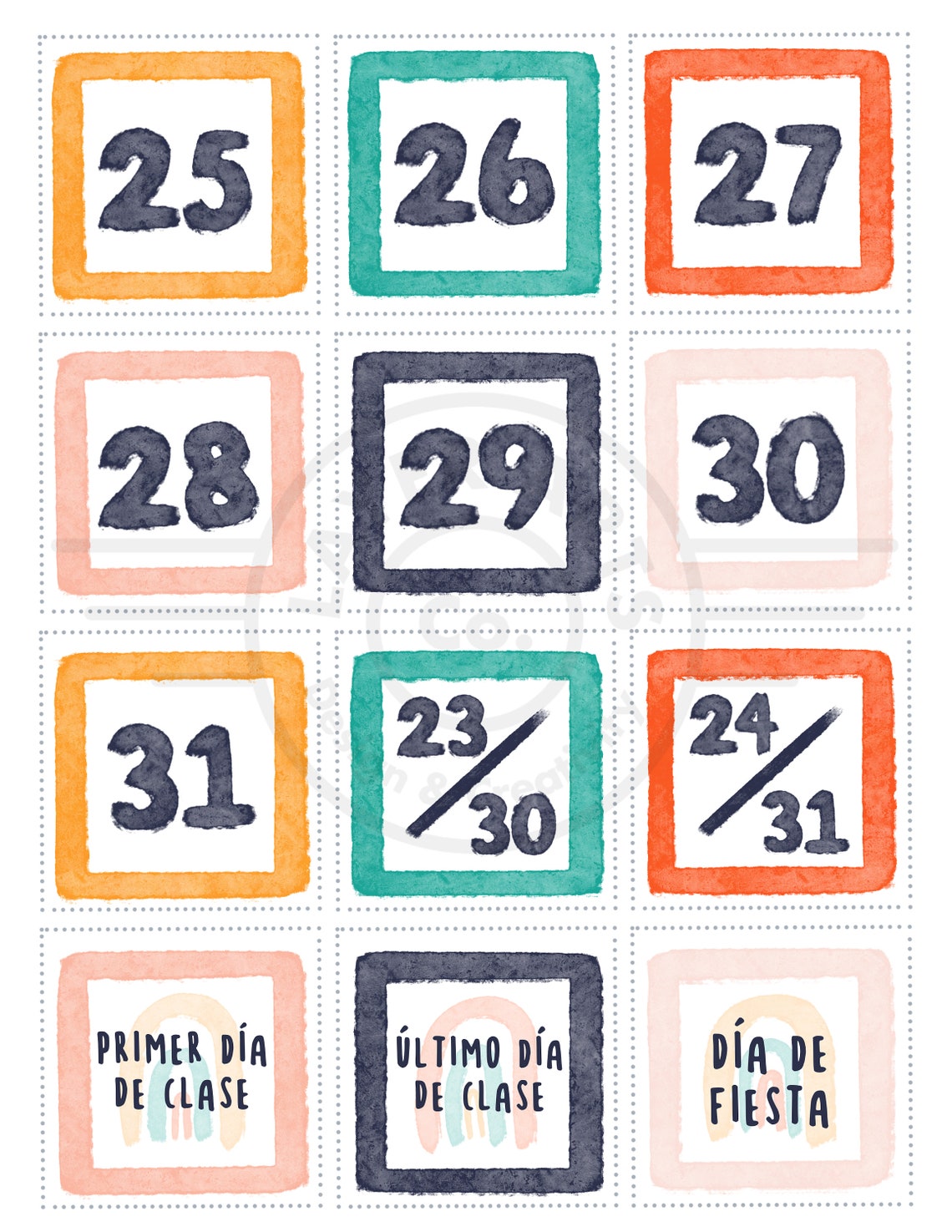 BUNDLE Spanish Pocket Calendar Days of the Week & Numbers | Etsy