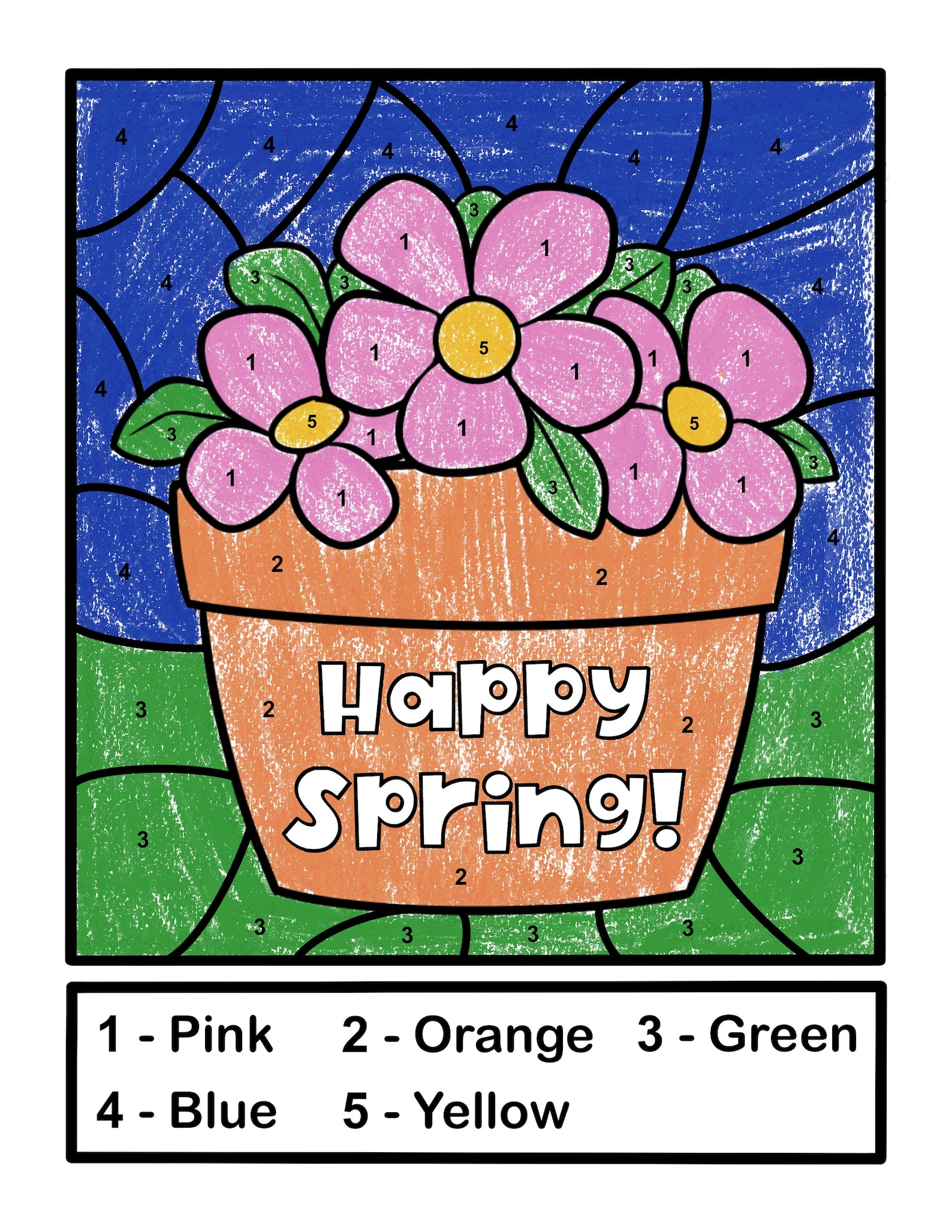 Happy Spring Color by Number Activity Page Classroom Activity Sheet ...