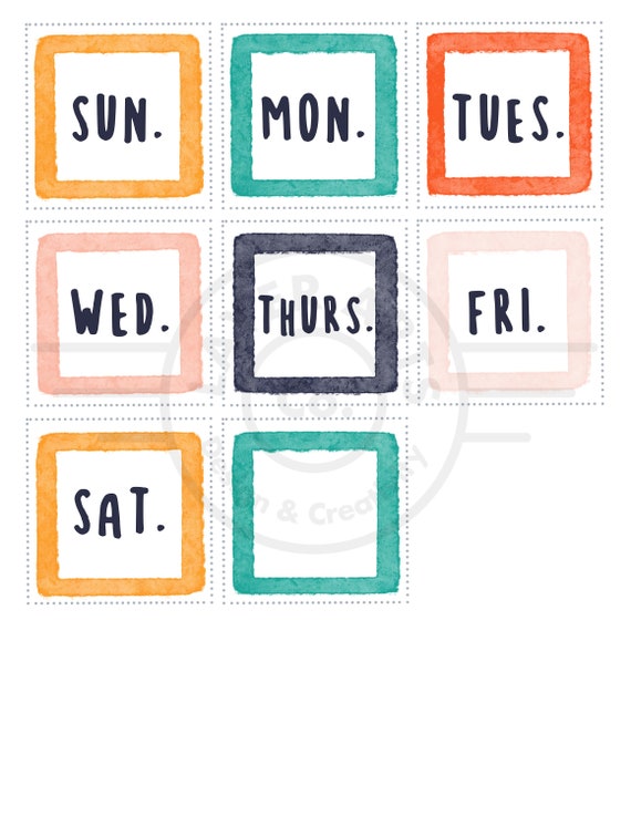 7 Days Of The Week Calendar