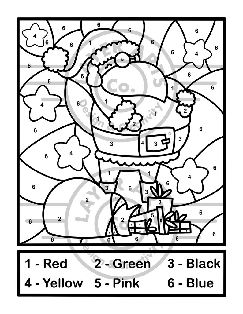 Christmas Santa Claus Color by Number Activity Sheet Preschool ...