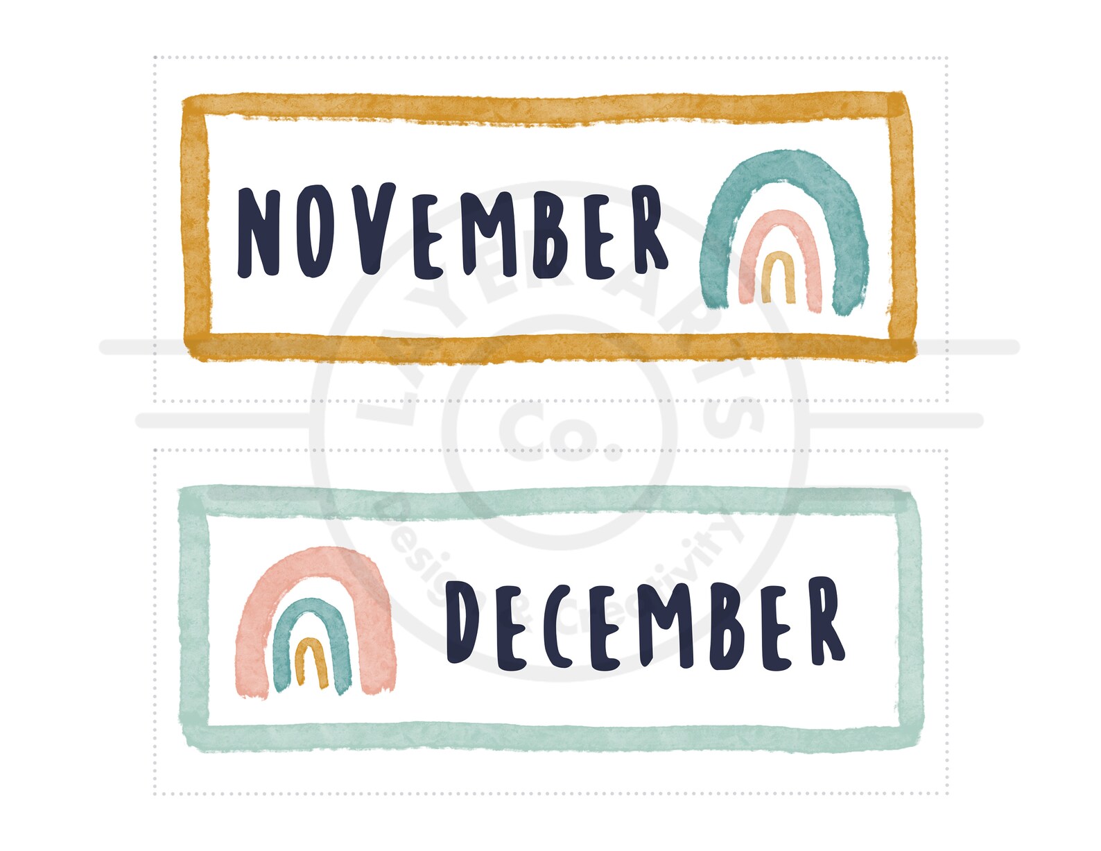 BUNDLE Calendar Boho Rainbow Days of the Week Months of the | Etsy