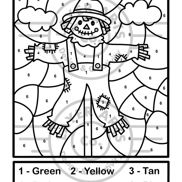 Scarecrow Color by Number - Etsy
