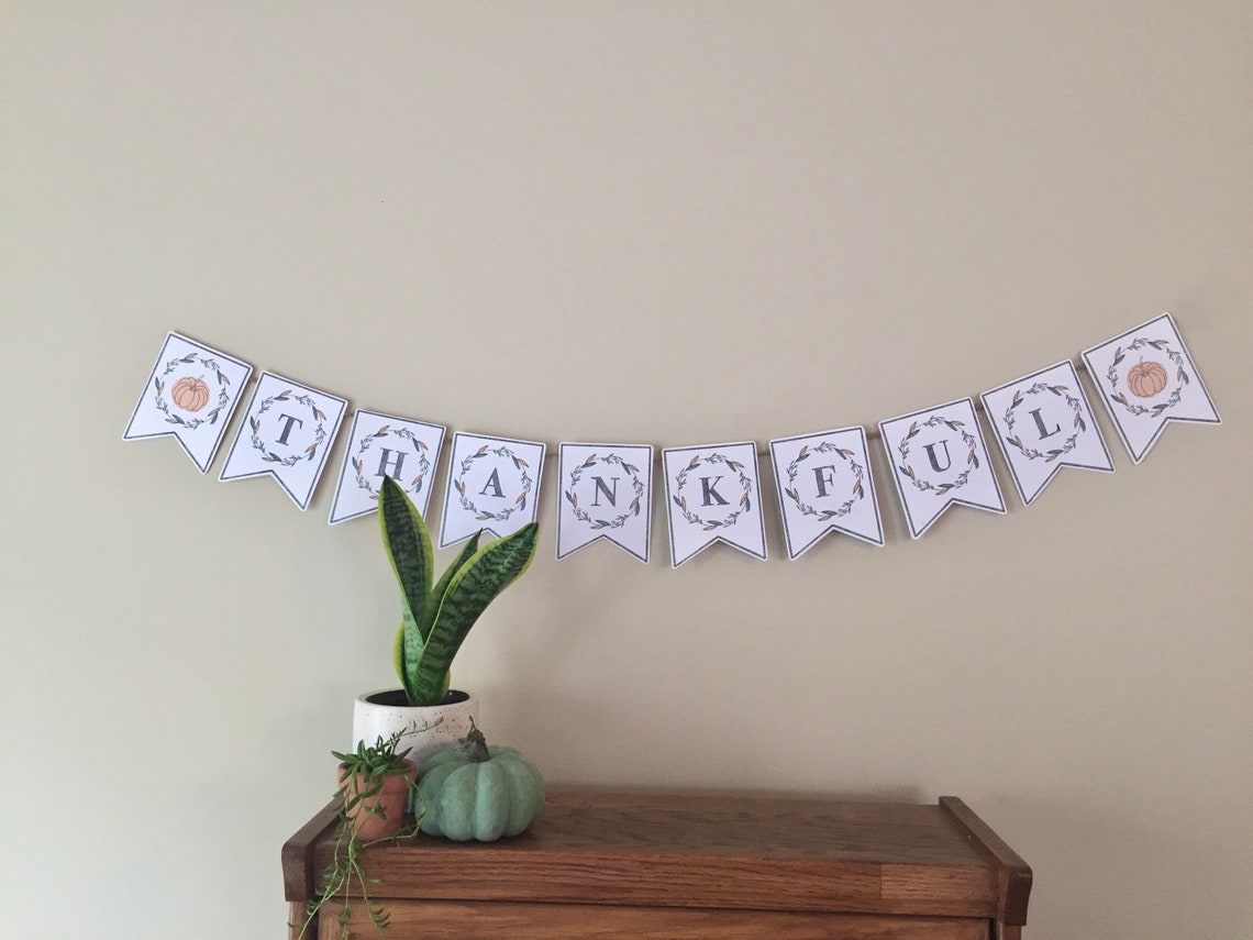 BANNER PRINTABLE Thankful / Happy Thanksgiving Thanksgiving | Etsy