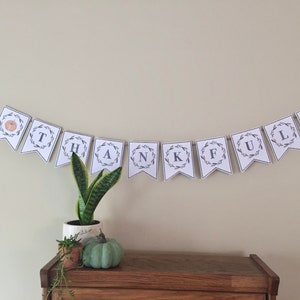 BANNER PRINTABLE - Thankful / Happy Thanksgiving, Thanksgiving Bunting ...