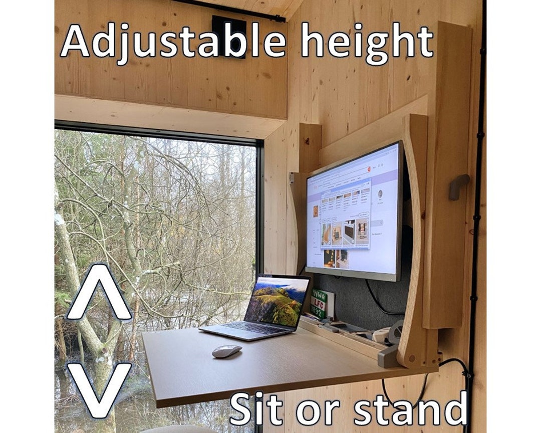 Wall Mounted Height Adjustable Workstation. Murphy/floating Desk/laptop ...