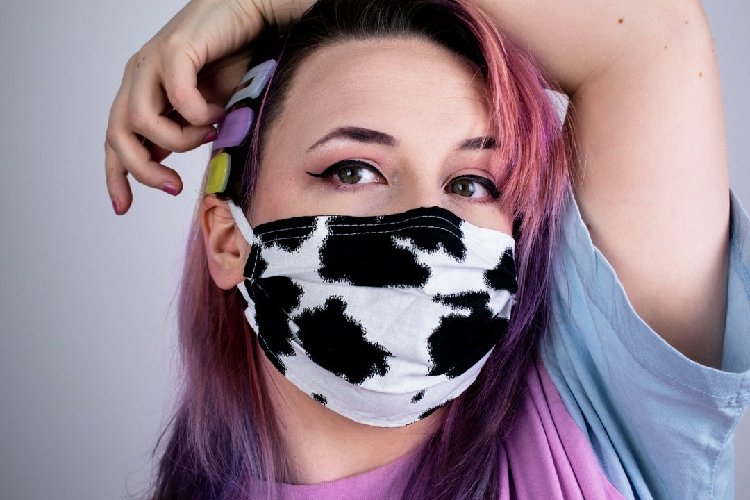 100% Cotton Adult Cow Print Face Masks, Reusable & Washable, Unisex ...