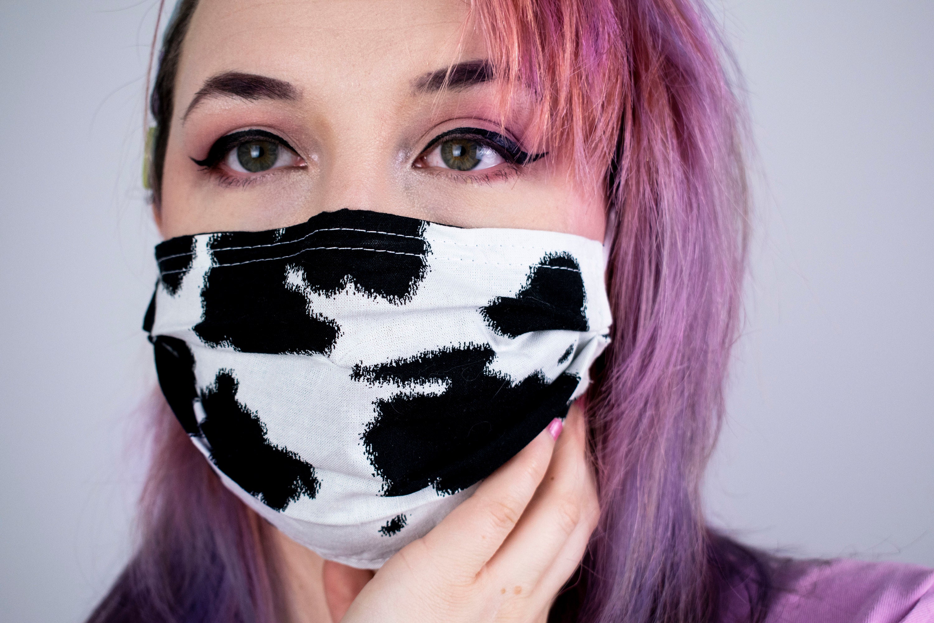 100% Cotton Adult Cow Print Face Masks, Reusable & Washable, Unisex ...