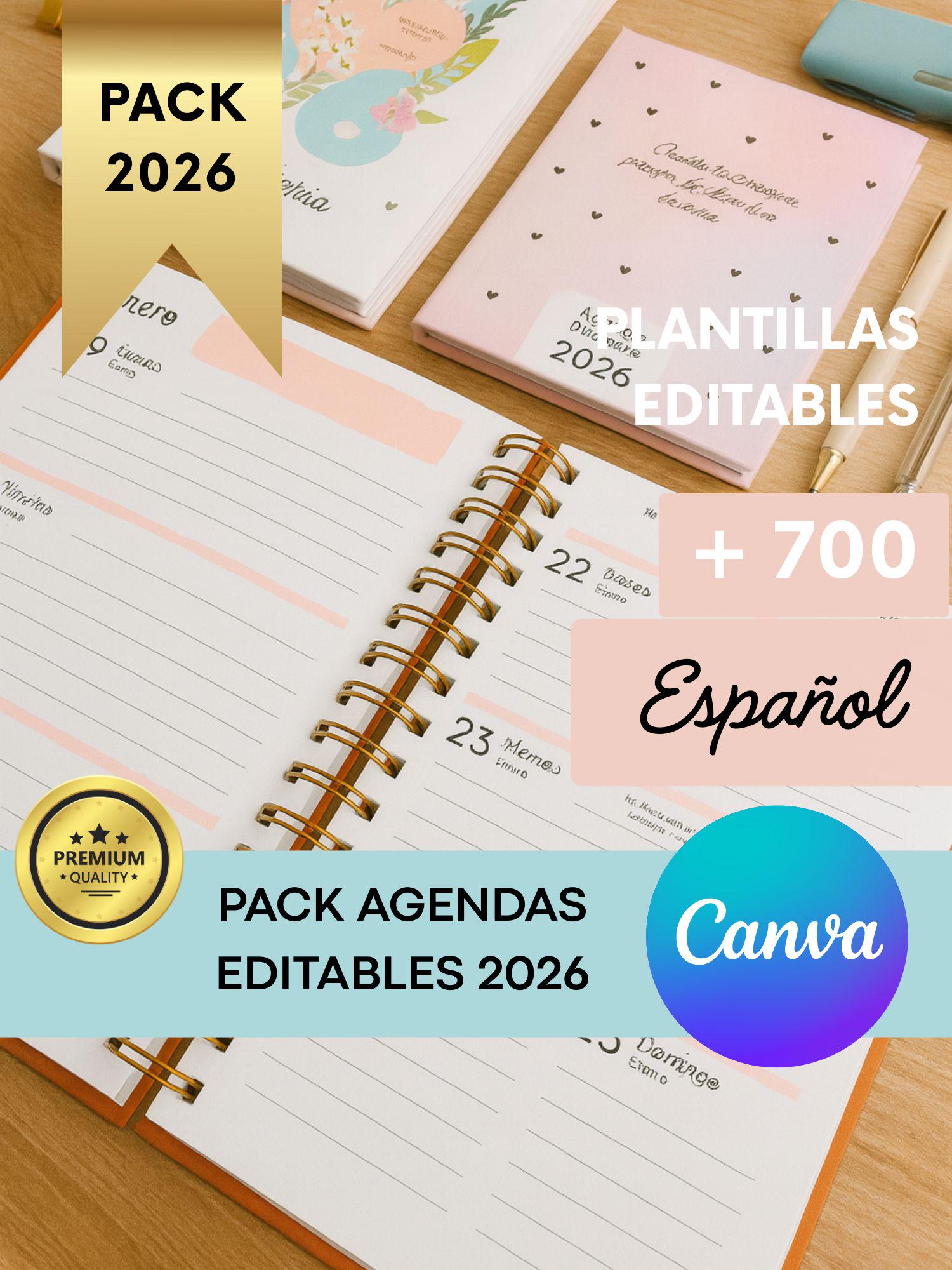 MEGAPACK Agendas Editables en Español- Agenda editable en Canva ...