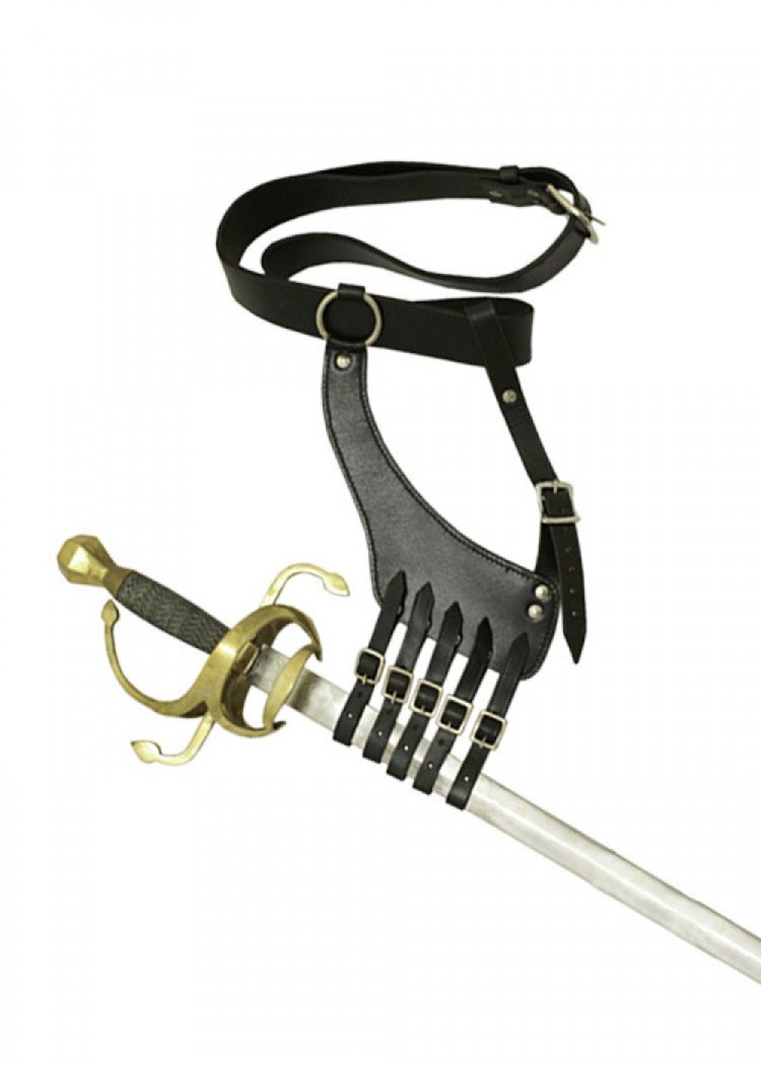 Belt With Sword Holder Bandolier Black Leather - Etsy