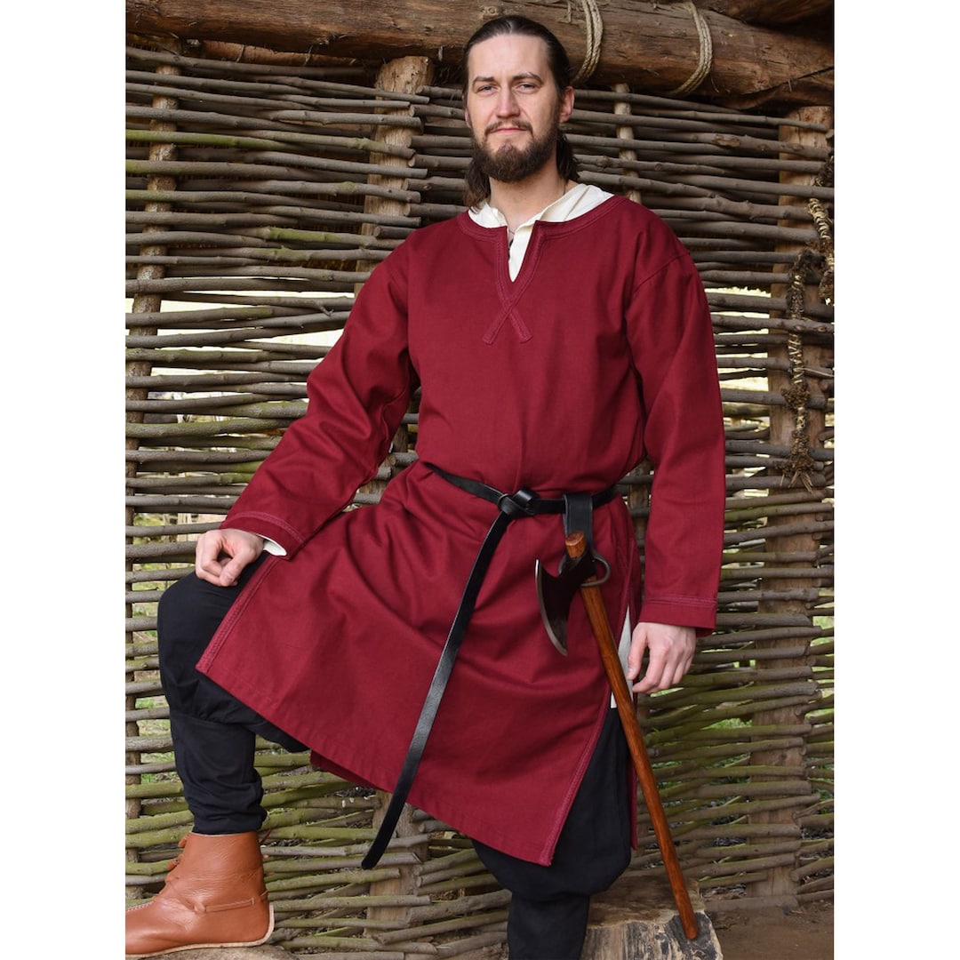 Medieval Tunic Albrecht With Border Made of Cotton Burgundy - Etsy Canada
