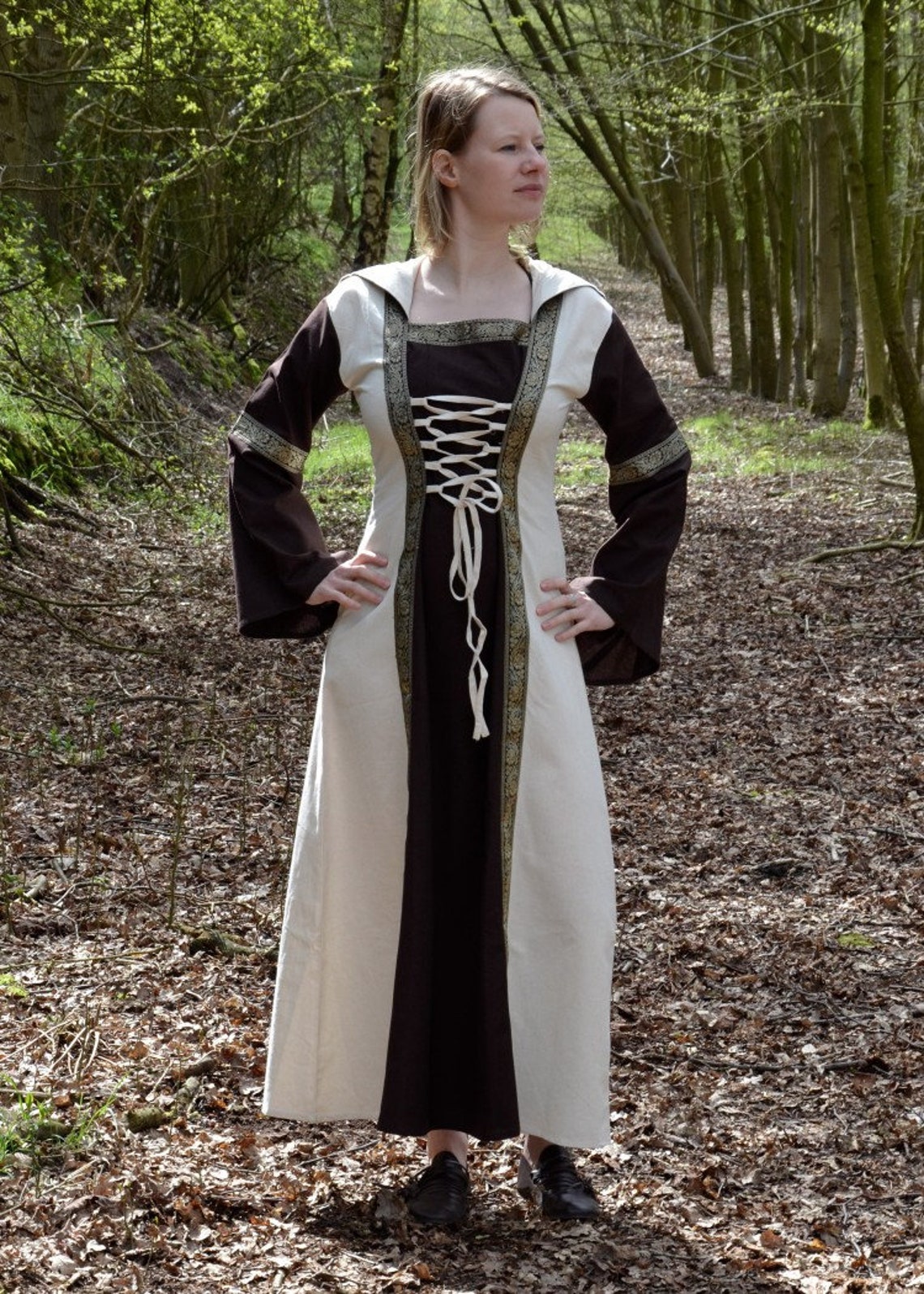 Fantasy Middle Ages Dress Eleanor With Hood Brown / Natural - Etsy