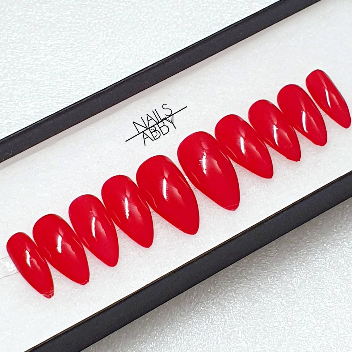 Press On Nails Red Nails Custom Sizes Xs S M L Etsy