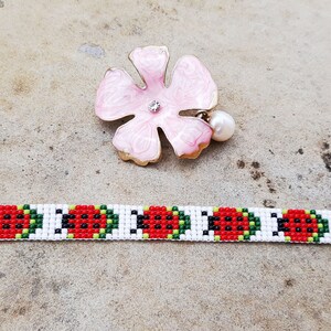 Ladybug Bead Loom Bracelet: Woven Seed Bead Cuff - Etsy