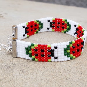 Ladybug Bead Loom Bracelet: Woven Seed Bead Cuff - Etsy