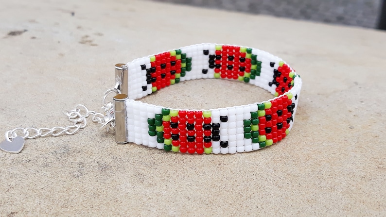 Ladybug Bead Loom Bracelet: Woven Seed Bead Cuff - Etsy