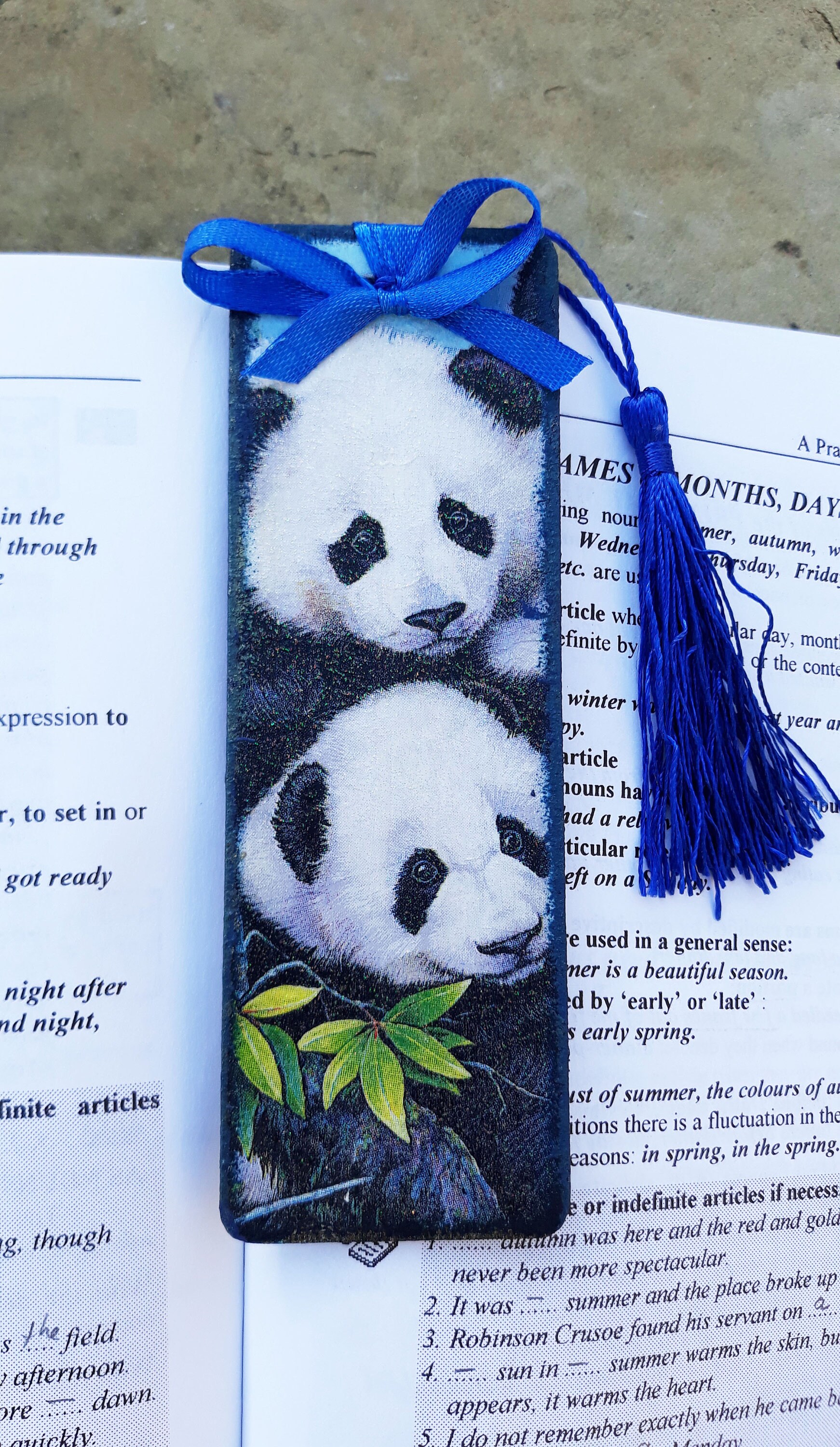 Panda bookmark panda gift panda wooden bookmark decoupage | Etsy