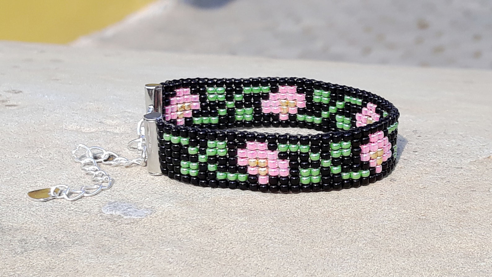 Beaded Loom Bracelet Seed Bead Bracelet Hippie Boho Flower - Etsy