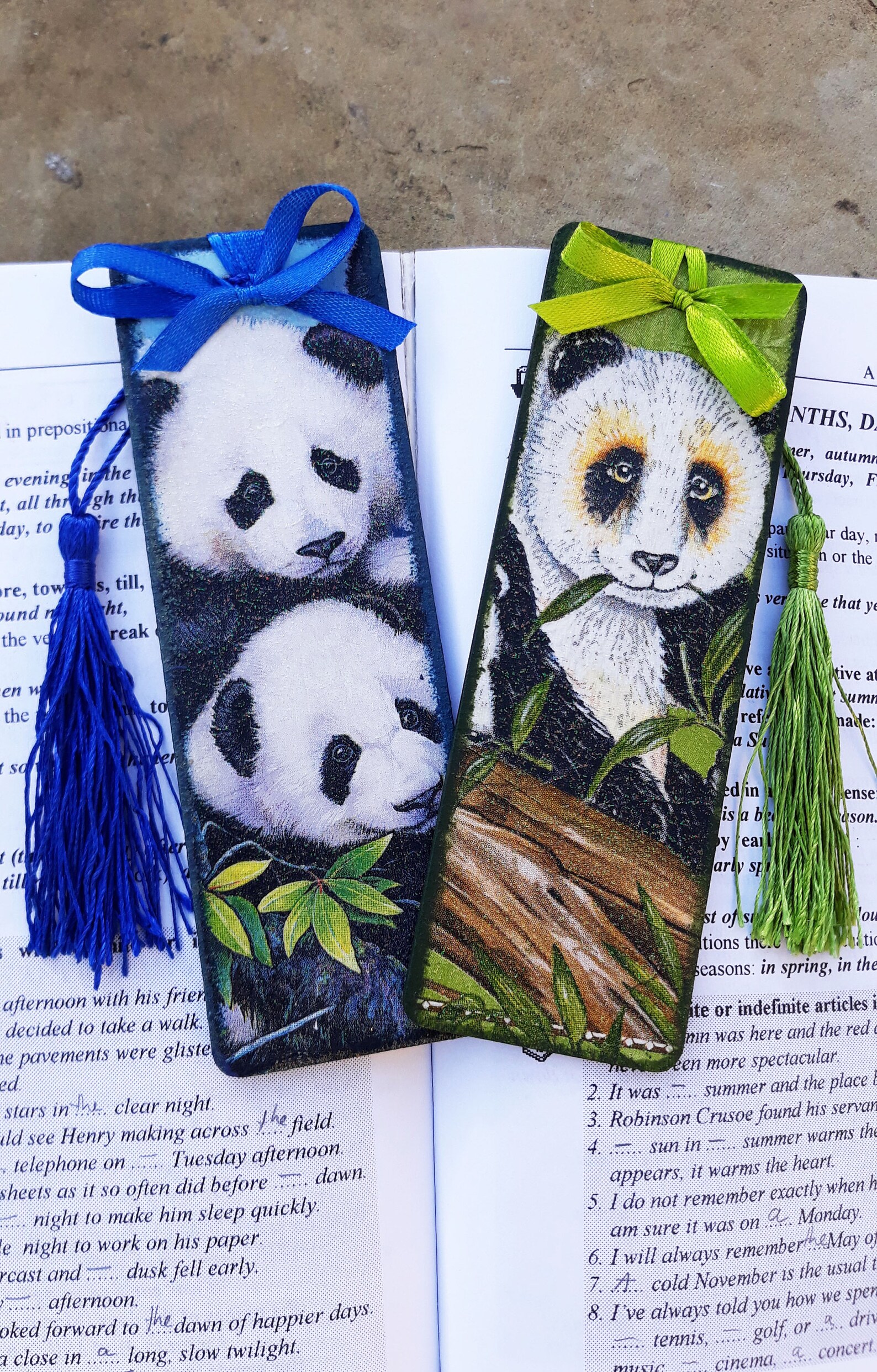 Panda bookmark panda gift panda wooden bookmark decoupage | Etsy