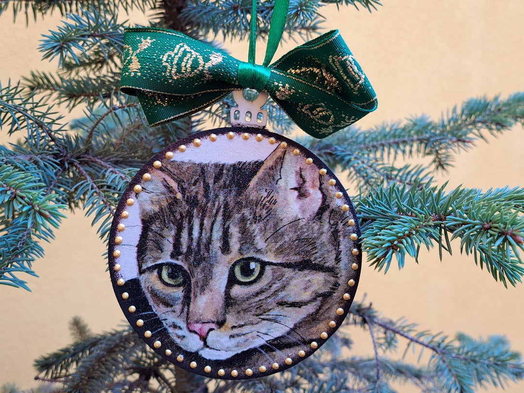 Cat Ornament, Christmas Hanging Wooden Ornaments, Custom Cat Ornament ...