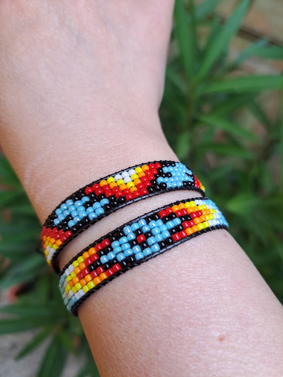 Native American Style Bracelet Bead Loom Bracelet Seed Bead Loom Woven Bracelet Geometric Aztec Bracelet Native American Style Jewelry Etsy
