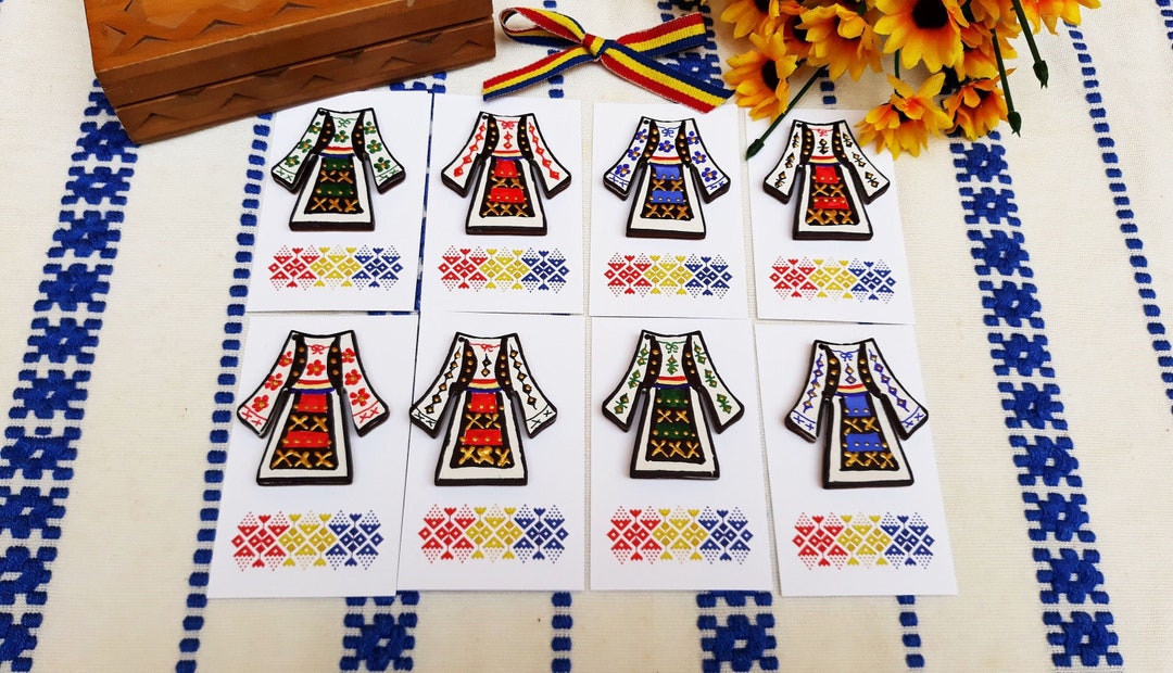 Hand-painted Wooden Romanian Costume Fridge Magnet: Traditional ...