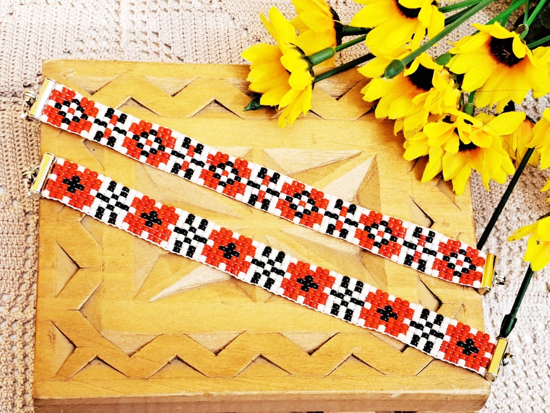 Romanian Traditional Bracelet, Bead Loom Bracelet, Seed Bead Bracelet ...