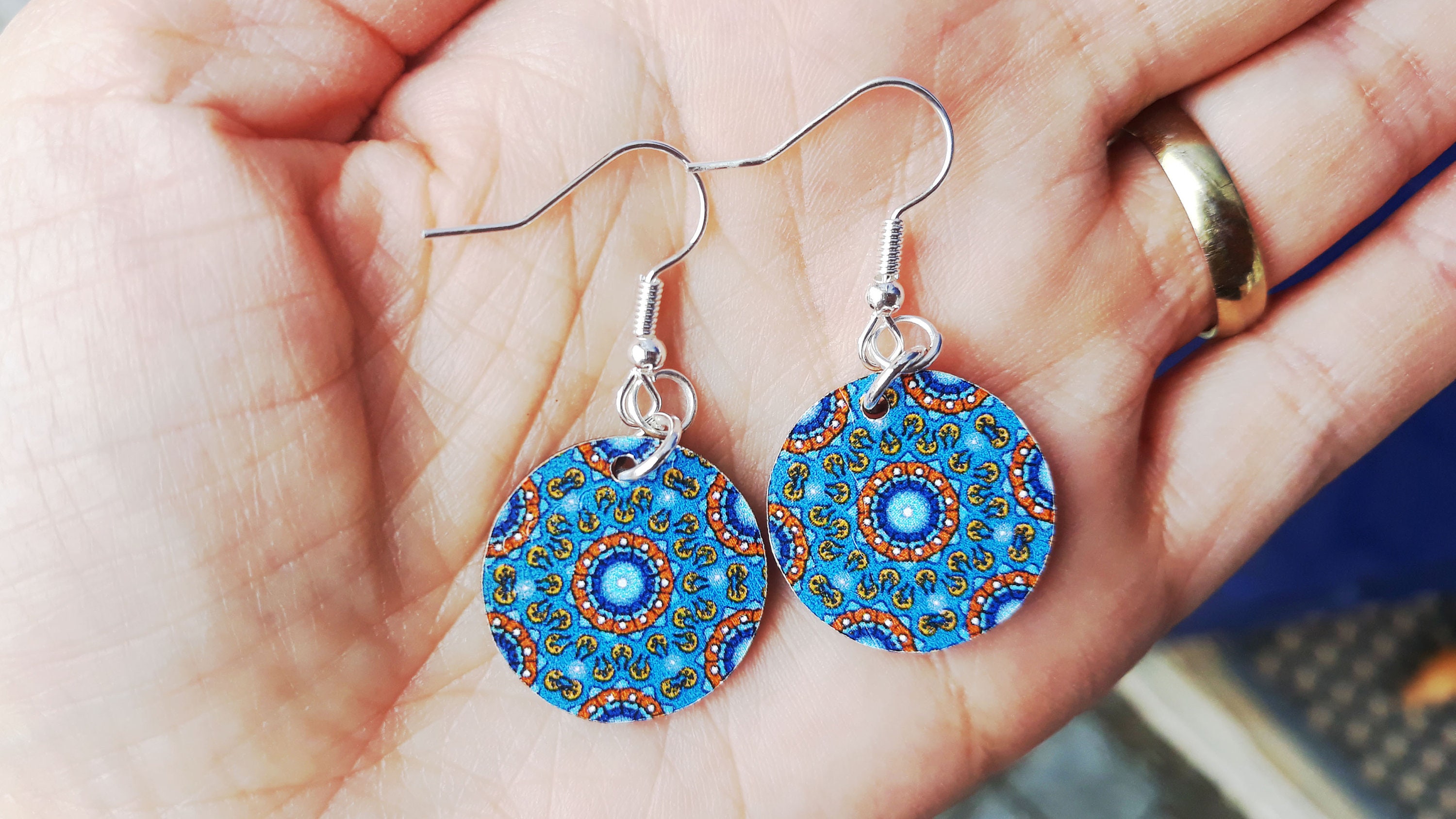 Mandala earrings mandala jewelry wooden earrings dot | Etsy