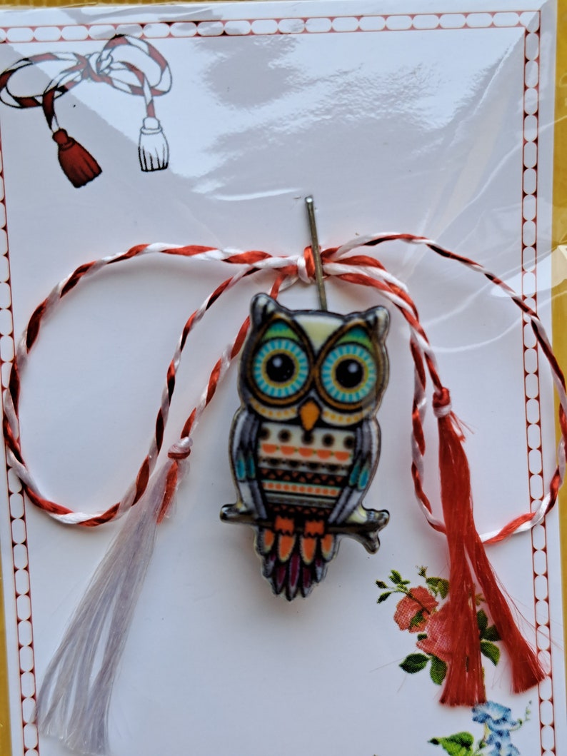 Handmade Romanian Martisor: Enameled Owl Charm, Baba Marta Gift - Etsy