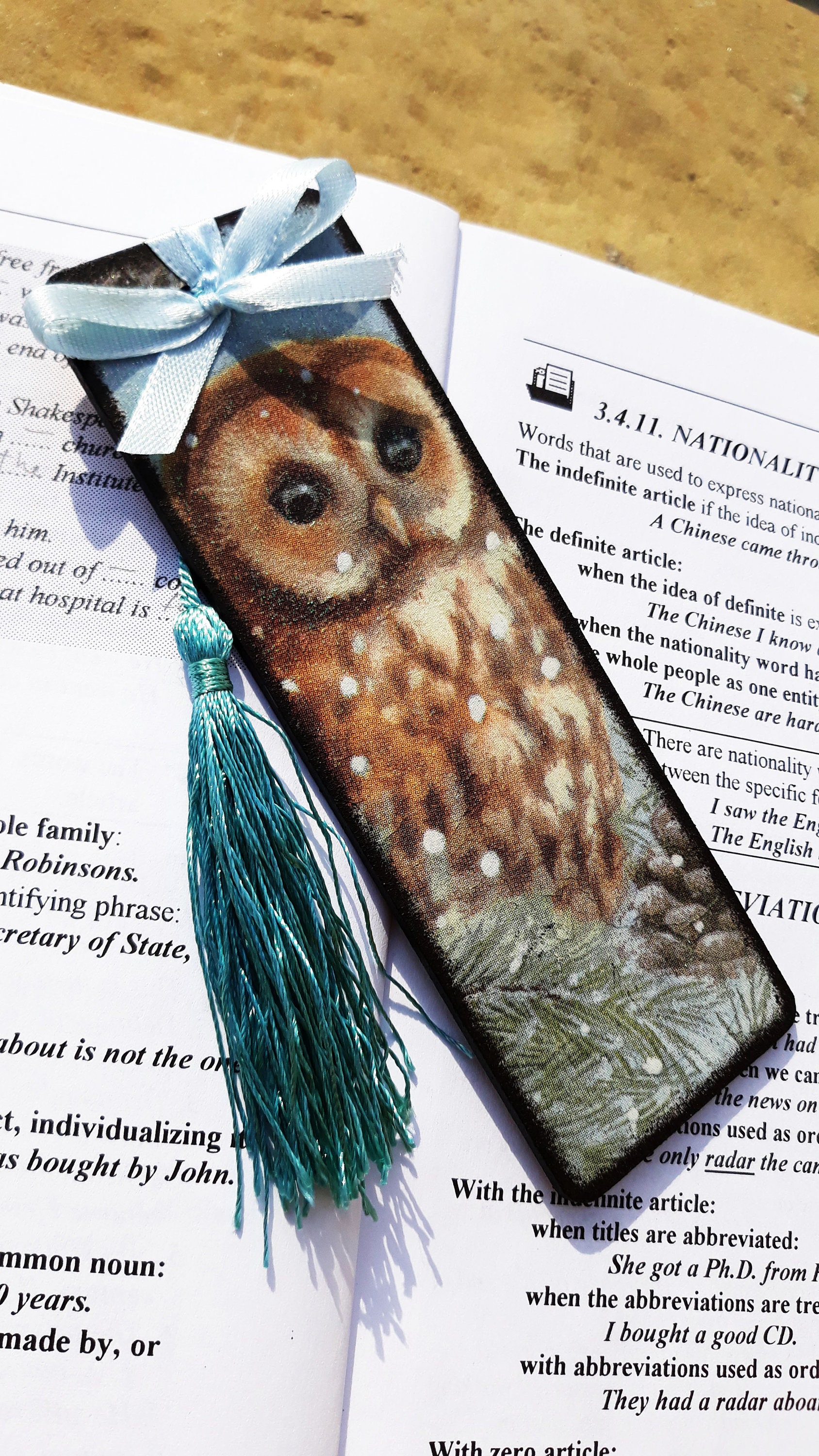 Owl wooden bookmark owl gift owl decoupage bookmark owl | Etsy