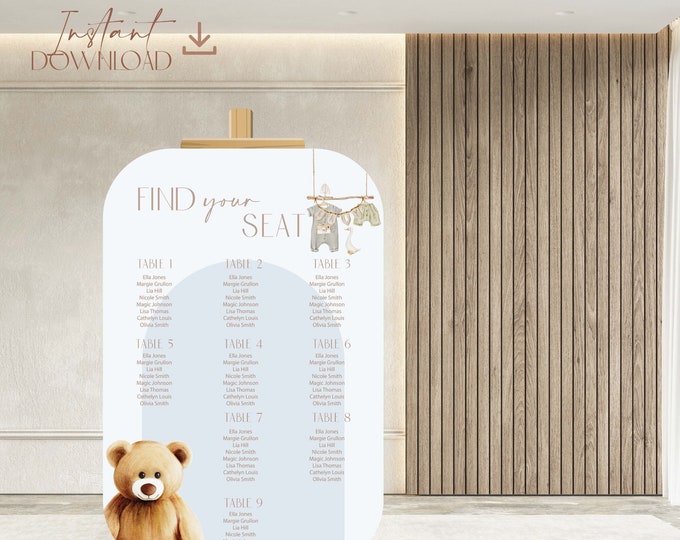 Teddy Bear Baby Shower Seating Chart Template, Teddy Bear Seating Chart ...