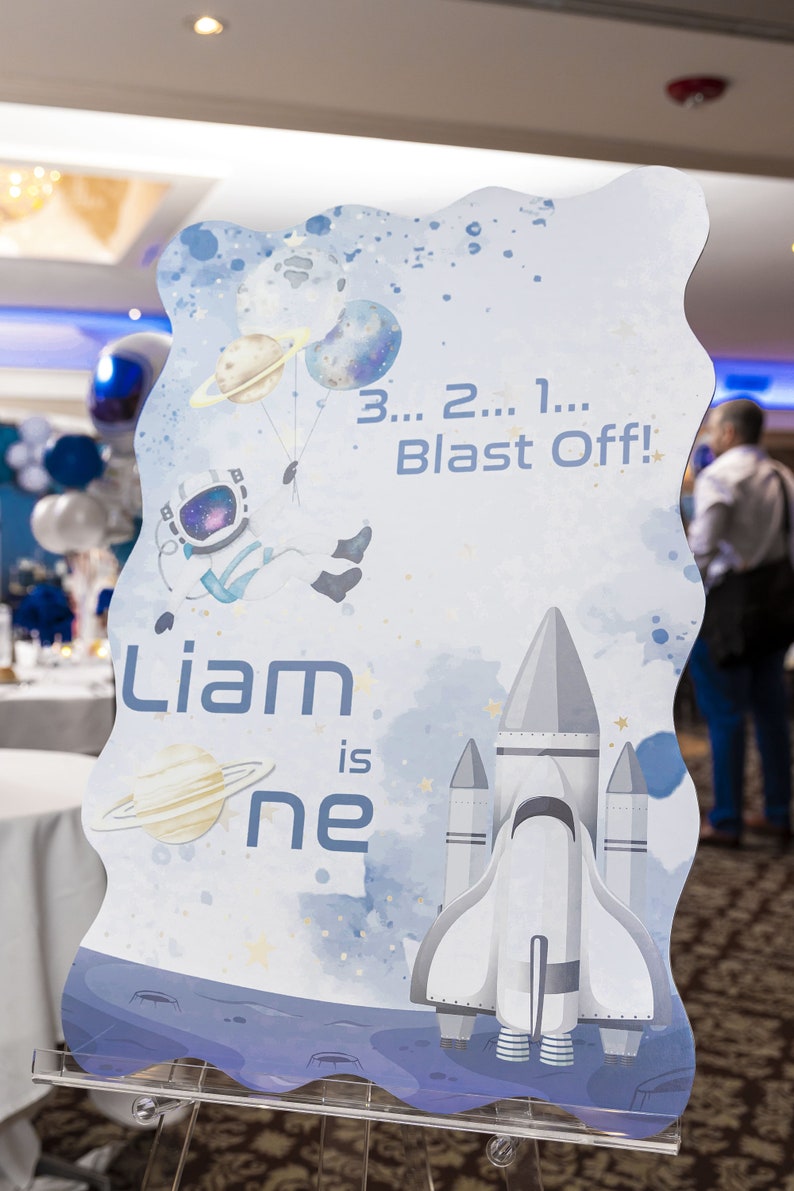 Editable Outer Space Birthday Welcome Sign, First Trip Around the Sun ...