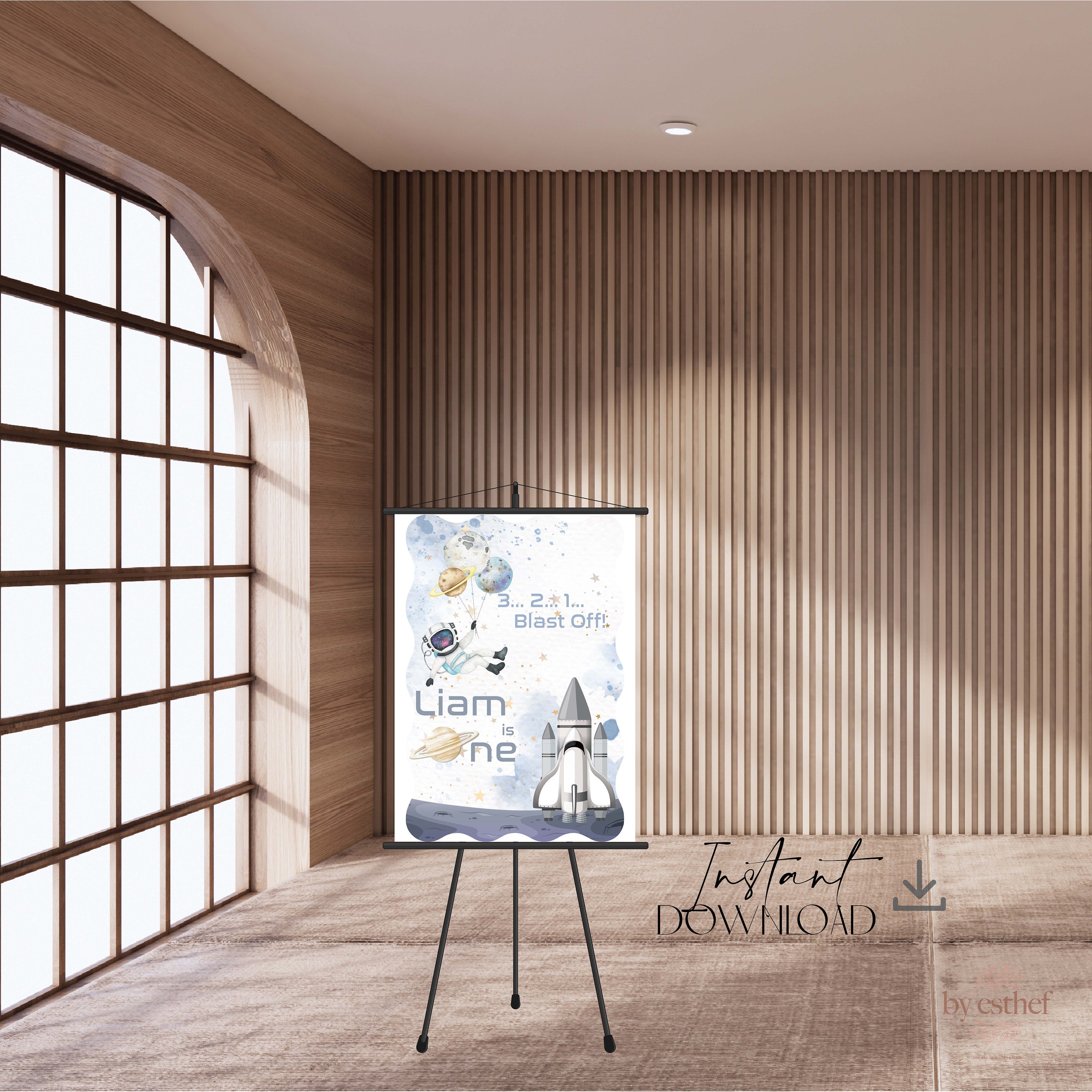 Editable Outer Space Birthday Welcome Sign, First Trip Around the Sun ...