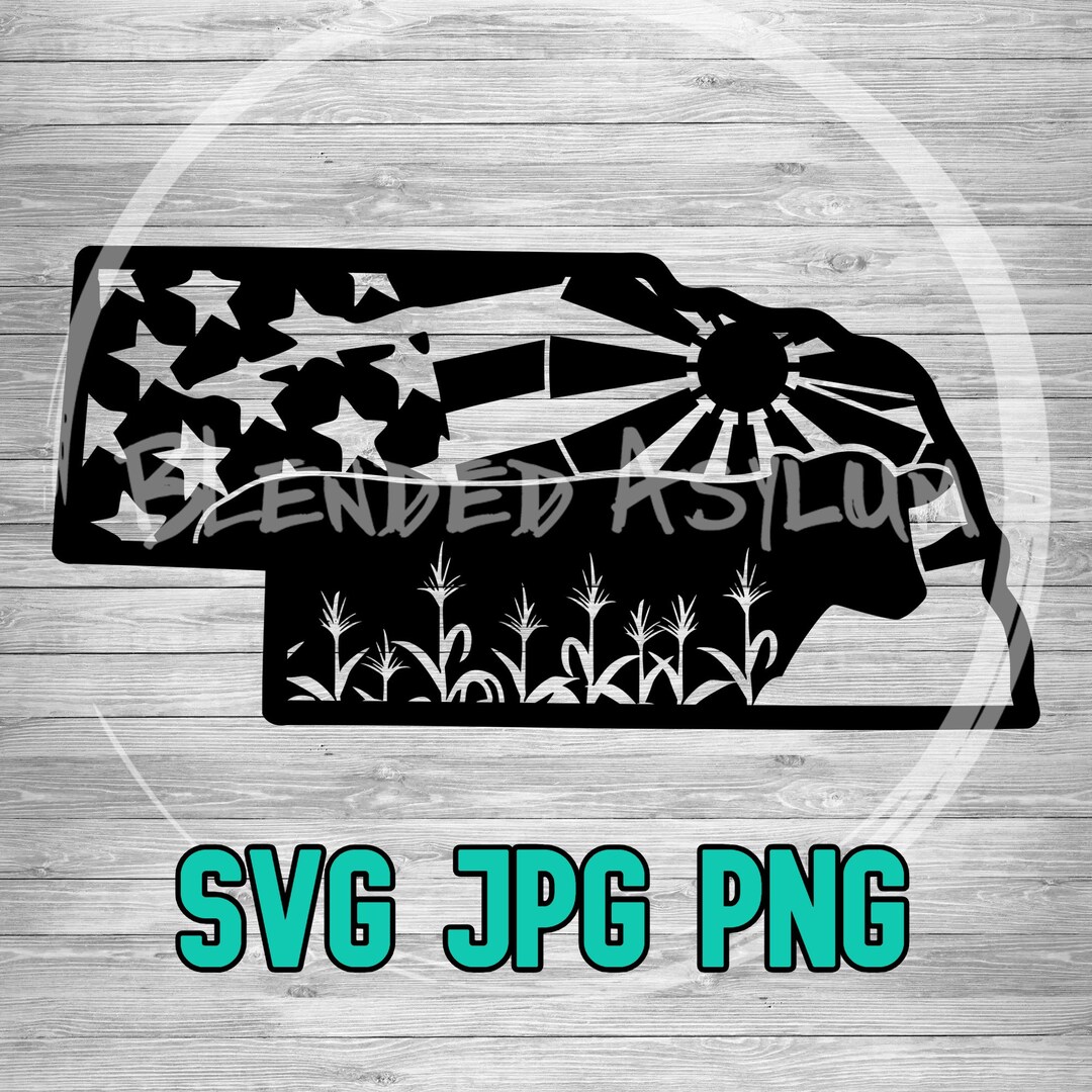 Nebraska American Farm SVG PNG JPG | American Flag Nebraska Corn Svg ...