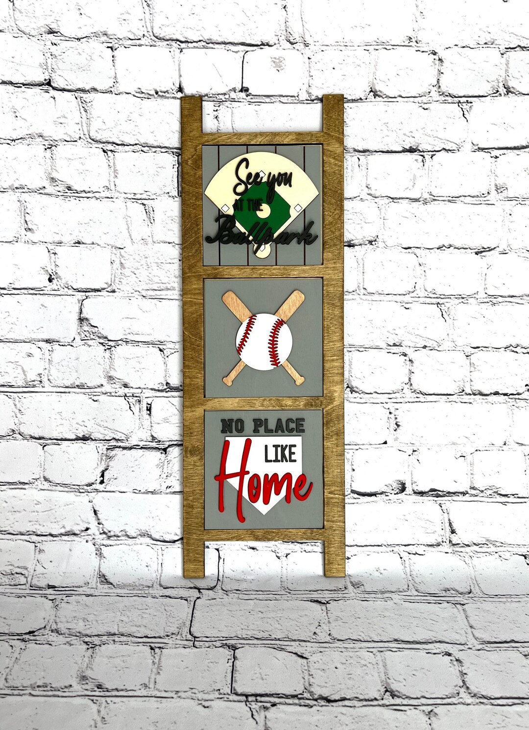 Baseball Interchangeable Leaning Ladder Set 3 Tiered Leaning - Etsy