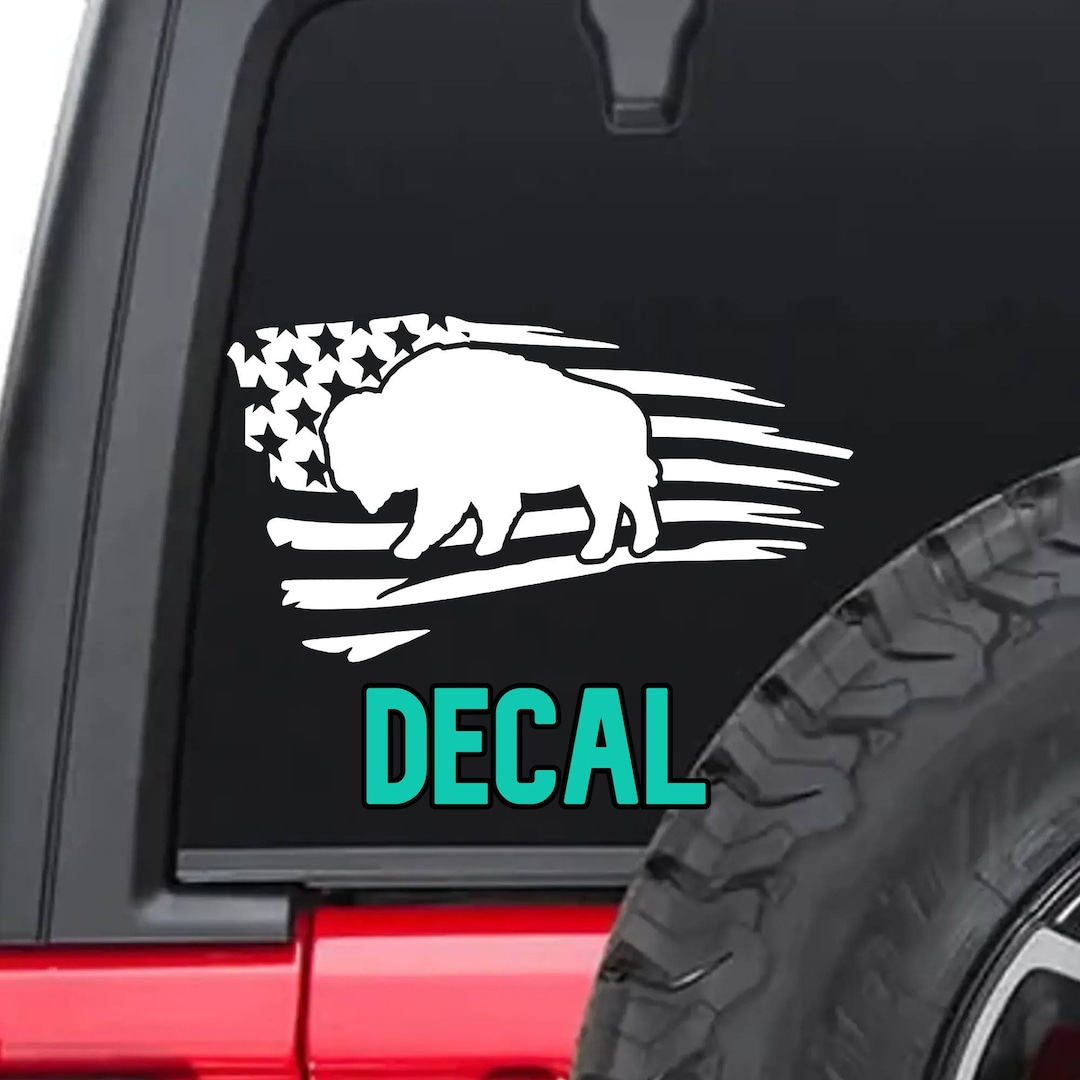 American Flag Buffalo 002 Decal | Bison Flag Decal | Truck Decal ...
