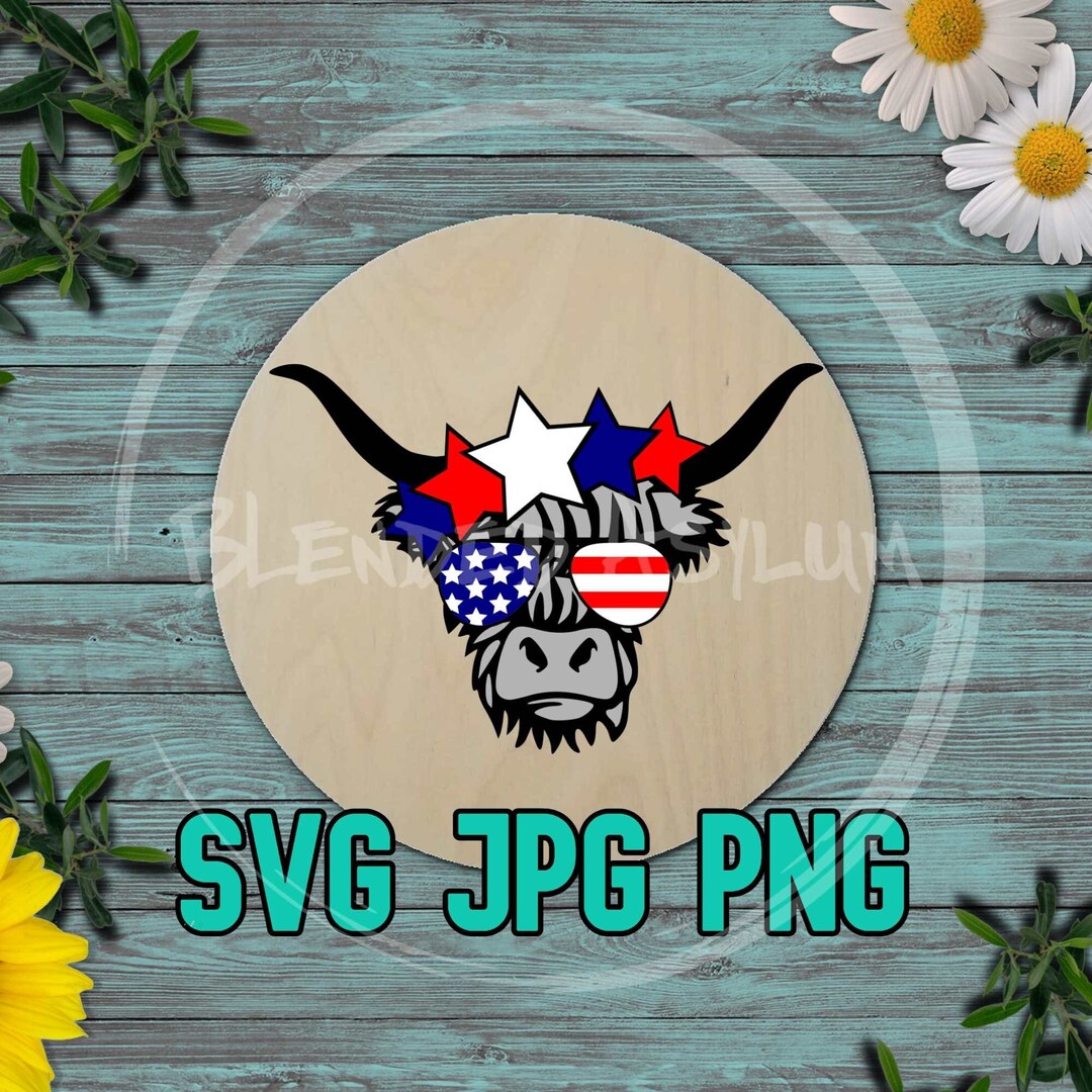 Americana Cow SVG JPG PNG | Layered Svg | American Flag Cow ...