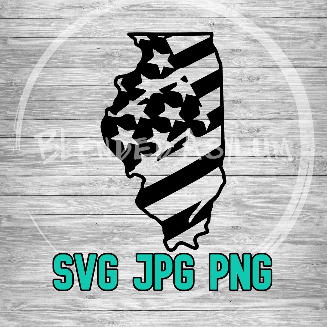 Illinois American Flag SVG PNG JPG | Illinois Flag Vector | Cricut and ...