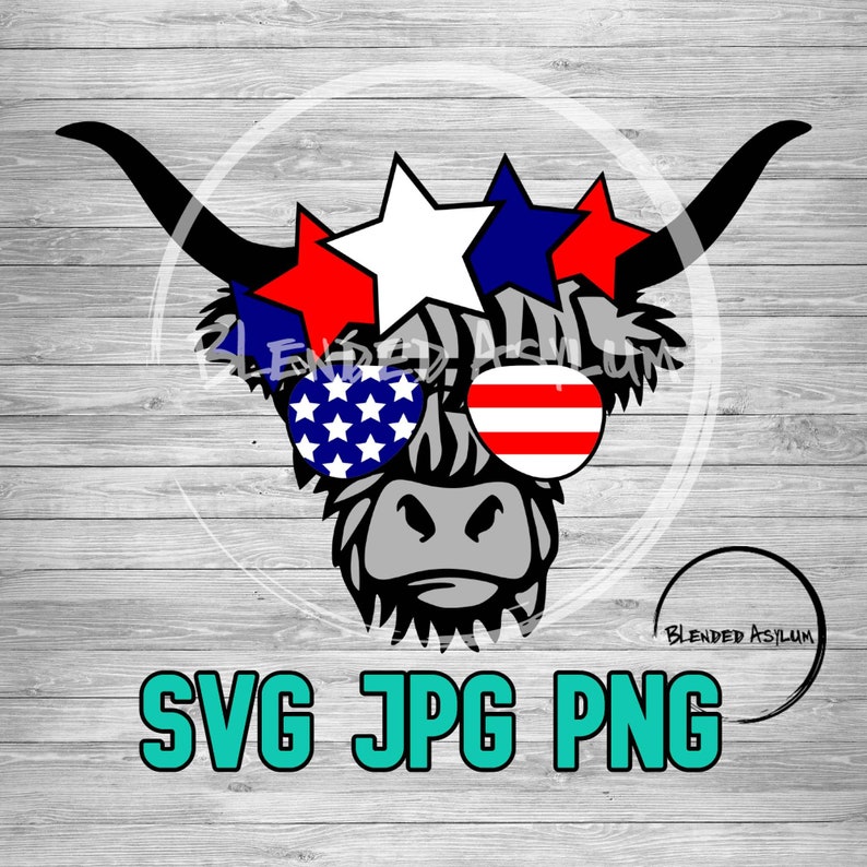 Americana Cow SVG JPG PNG Layered Svg American Flag Cow - Etsy
