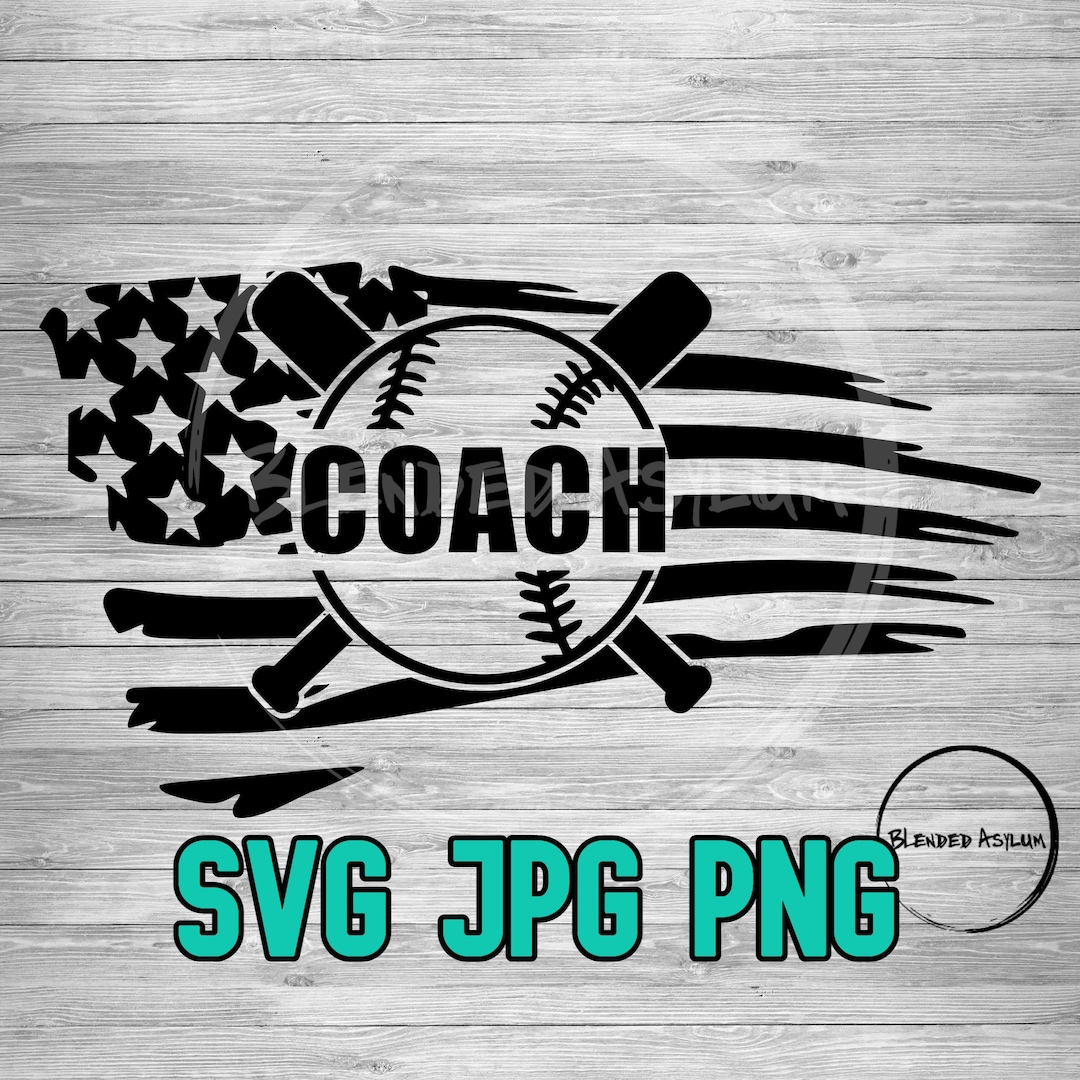 Baseball Coach Distressed Flag SVG PNG JPG | Baseball Coach Flag Vector ...