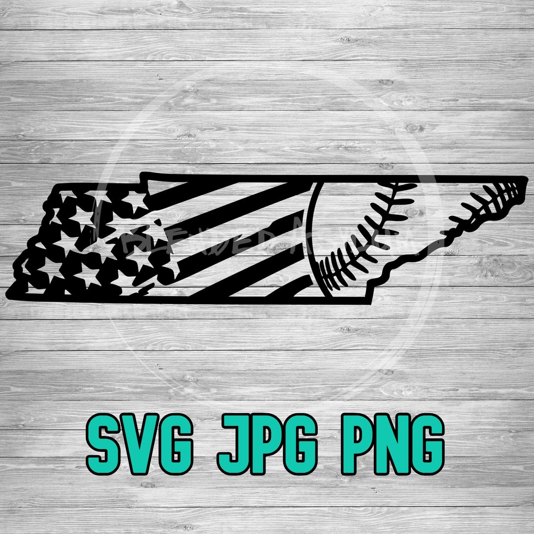 Baseball American Flag Tennessee SVG PNG JPG | Tennessee Vector ...